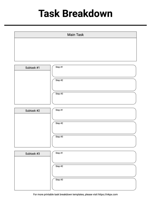 Free Printable Minimalist Task Breakdown Planner Template · InkPx