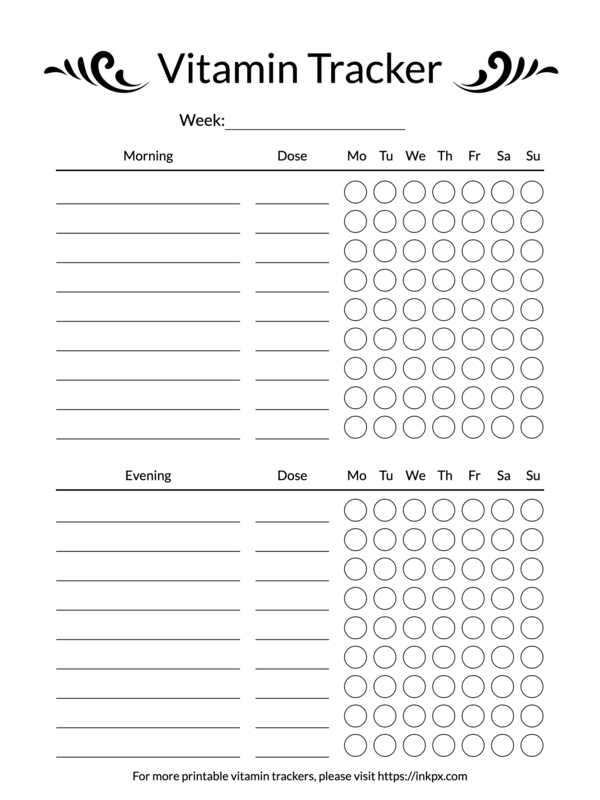Free Printable Vitamin Tracker In PDF PNG And JPG Formats InkPx